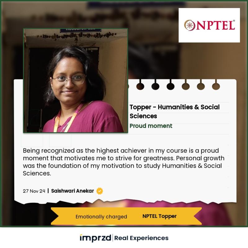 Saishwari Anekar on LinkedIn: NPTEL Saishwari Anekar on LinkedIn: NPTEL