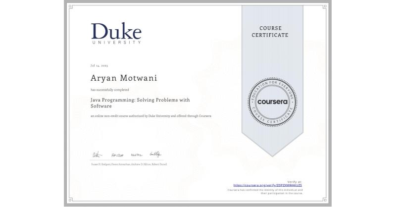 Completion Certificate for Java Programming: Solving Problems with ... Completion Certificate for Java Programming: Solving Problems with ...
