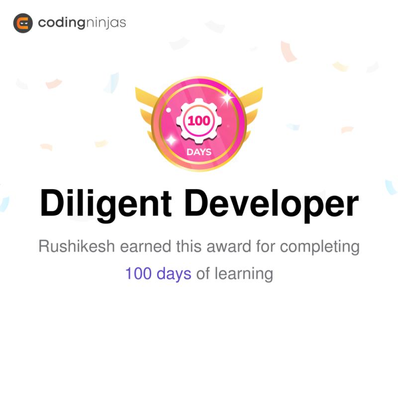 Rushikesh Kale on LinkedIn: Codingninjas | Achievements Rushikesh Kale on LinkedIn: Codingninjas | Achievements