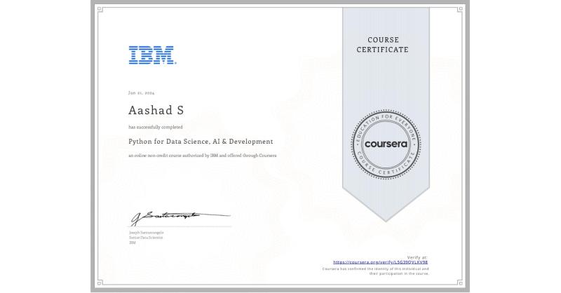 Completed Python course by IBM | AASHAD S posted on the topic | LinkedIn Completed Python course by IBM | AASHAD S posted on the topic | LinkedIn