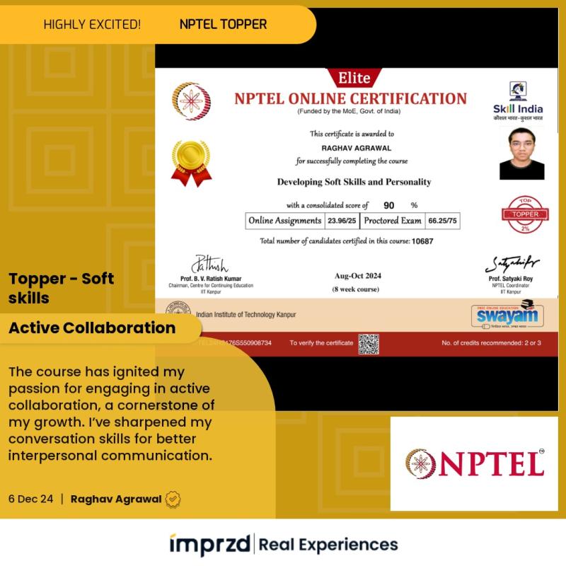 RAGHAV AGRAWAL on LinkedIn: NPTEL RAGHAV AGRAWAL on LinkedIn: NPTEL