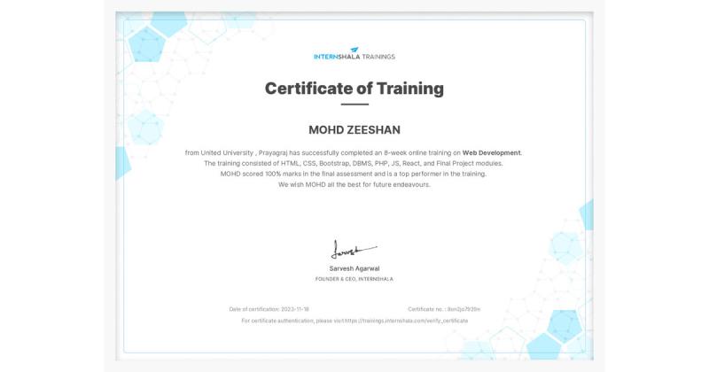 Mohd Zeeshan on LinkedIn: Successfully completed the Web Development ... Mohd Zeeshan on LinkedIn: Successfully completed the Web Development ...