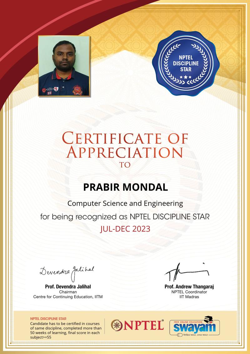 Prabir Mondal on LinkedIn: #nptel Prabir Mondal on LinkedIn: #nptel