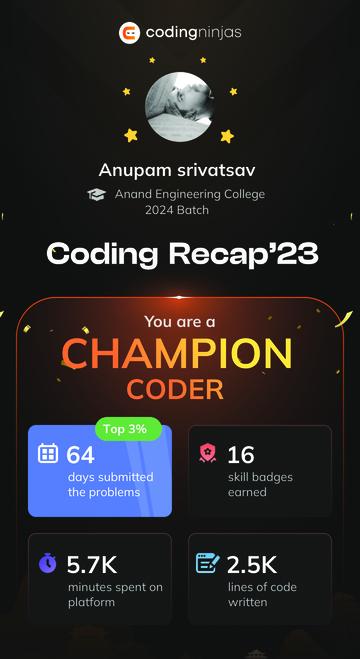 Anupam Srivastava on LinkedIn: Coding Recap'23 | Coding Ninjas Anupam Srivastava on LinkedIn: Coding Recap'23 | Coding Ninjas