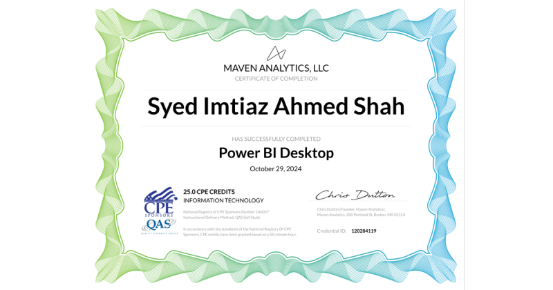 Power BI Desktop • Syed Imtiaz Ahmed Shah • Maven Analytics ... Power BI Desktop • Syed Imtiaz Ahmed Shah • Maven Analytics ...