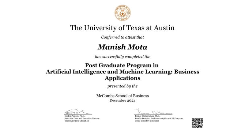 Manish Mota on LinkedIn: University of Texas - Austin, Digital ... Manish Mota on LinkedIn: University of Texas - Austin, Digital ...