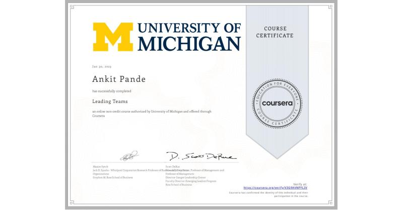 Ankit Pande on LinkedIn: Completion Certificate for Leading Teams Ankit Pande on LinkedIn: Completion Certificate for Leading Teams
