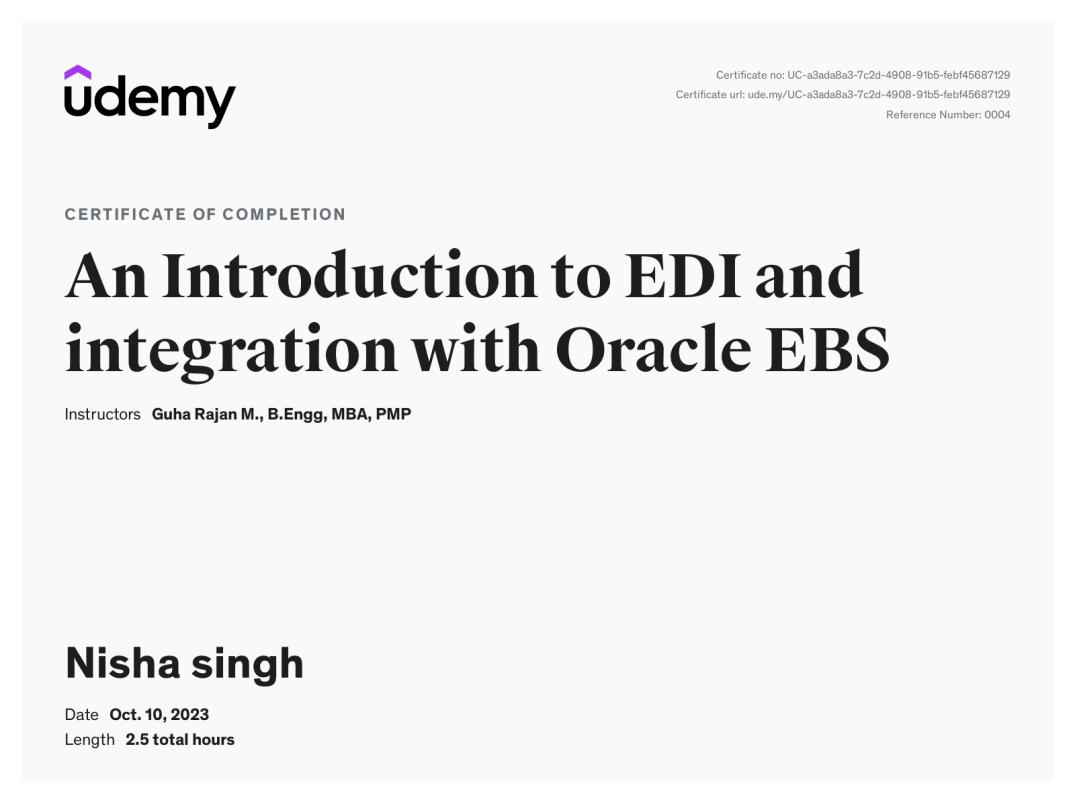 Nisha Singh on LinkedIn: Udemy Course Completion Certificate Nisha Singh on LinkedIn: Udemy Course Completion Certificate