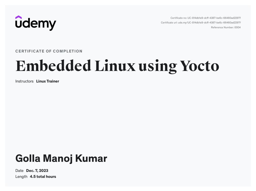 Manoj Kumar Golla on LinkedIn: Udemy Course Completion Certificate Manoj Kumar Golla on LinkedIn: Udemy Course Completion Certificate