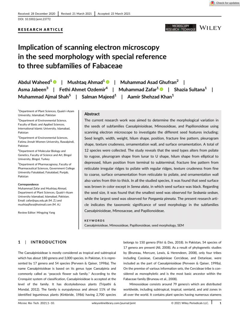 My paper on Scanning Electron Microscopy for Fabaceae | Abdul Waheed ... My paper on Scanning Electron Microscopy for Fabaceae | Abdul Waheed ...