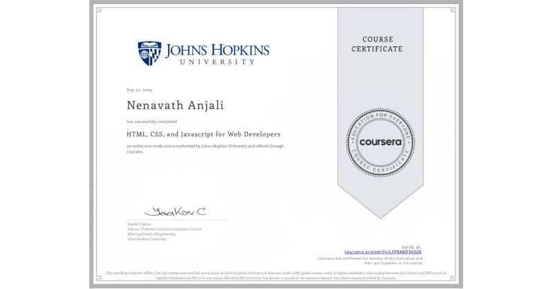 Anjali Nenavath on LinkedIn: Completion Certificate for HTML, CSS, and ... Anjali Nenavath on LinkedIn: Completion Certificate for HTML, CSS, and ...