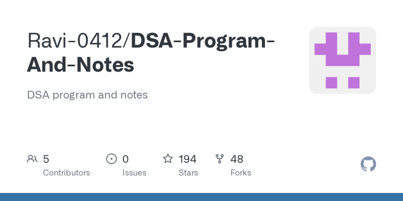 Ravi Raushan on LinkedIn: GitHub - Ravi-0412/DSA-Program-And-Notes: DSA ... Ravi Raushan on LinkedIn: GitHub - Ravi-0412/DSA-Program-And-Notes: DSA ...