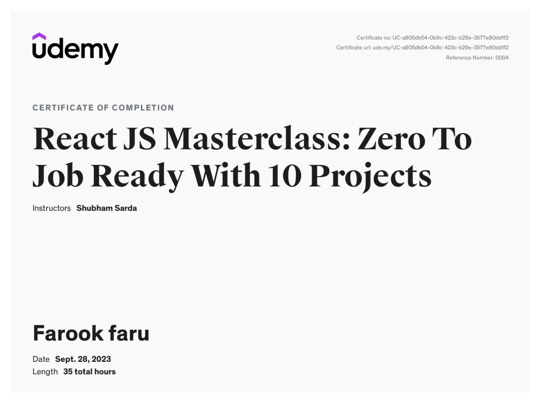 Chilakala farooq on LinkedIn: Udemy Course Completion Certificate Chilakala farooq on LinkedIn: Udemy Course Completion Certificate