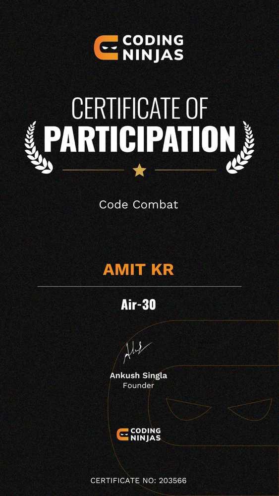 Codingninjas | Participation | Amit Kumar Mandal Codingninjas | Participation | Amit Kumar Mandal