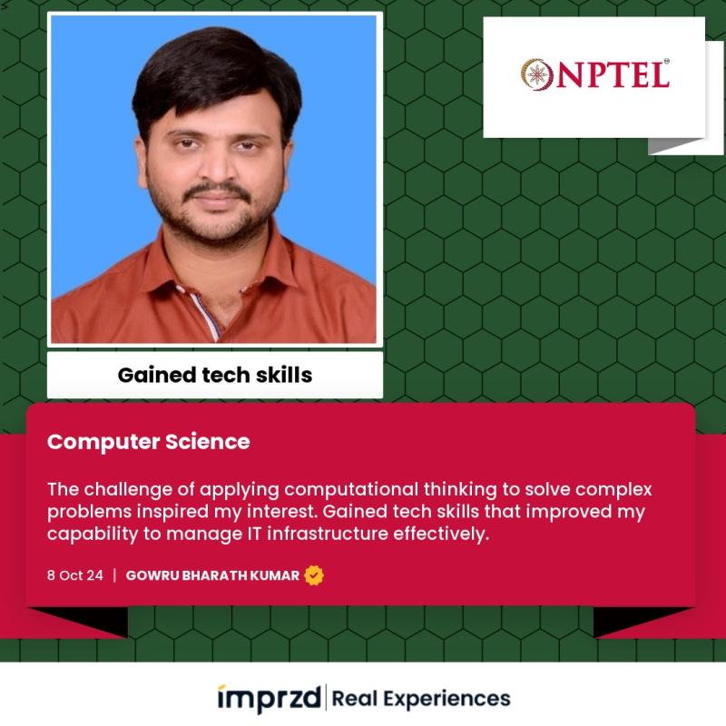BHARATH KUMAR GOWRU on LinkedIn: NPTEL BHARATH KUMAR GOWRU on LinkedIn: NPTEL