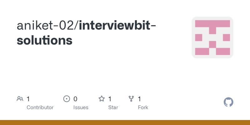 Aniket Verma on LinkedIn: GitHub - aniket-02/interviewbit-solutions Aniket Verma on LinkedIn: GitHub - aniket-02/interviewbit-solutions