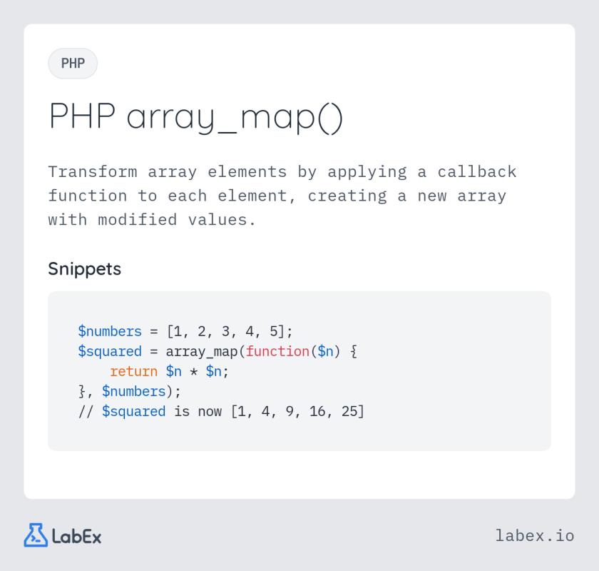 Labby LabEx on LinkedIn: PHP array_map() - Programming FlashCard Labby LabEx on LinkedIn: PHP array_map() - Programming FlashCard