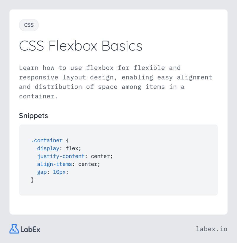 Labby LabEx on LinkedIn: CSS Flexbox Basics - Programming Card Labby LabEx on LinkedIn: CSS Flexbox Basics - Programming Card