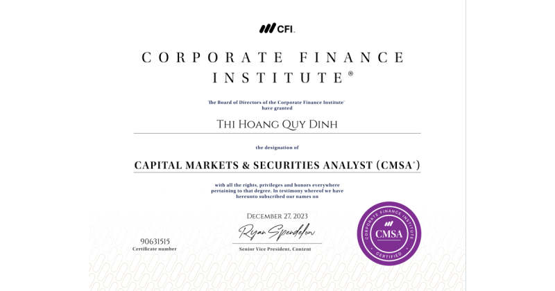 Capital Markets & Securities Analyst (CMSA)® • Thi Hoang Quy Dinh ... Capital Markets & Securities Analyst (CMSA)® • Thi Hoang Quy Dinh ...