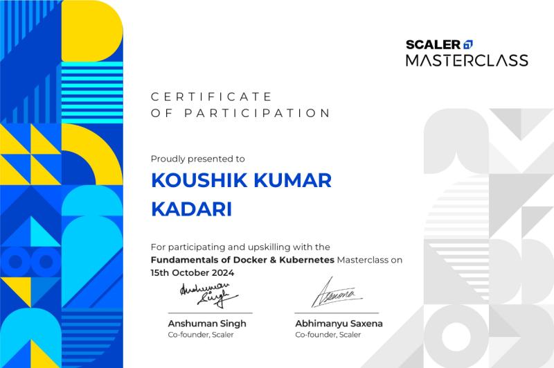 Koushik Kumar Kadari on LinkedIn: Certificate | Fundamentals of Docker ... Koushik Kumar Kadari on LinkedIn: Certificate | Fundamentals of Docker ...