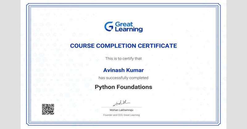 Python Foundations completion certificate for Avinash Kumar | Avinash ... Python Foundations completion certificate for Avinash Kumar | Avinash ...