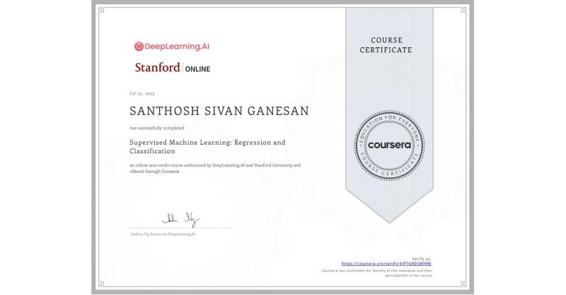 santhosh sivan on LinkedIn: Completion Certificate for Supervised ... santhosh sivan on LinkedIn: Completion Certificate for Supervised ...