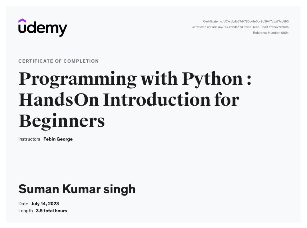 Suman kumar Singh on LinkedIn: Udemy Course Completion Certificate Suman kumar Singh on LinkedIn: Udemy Course Completion Certificate