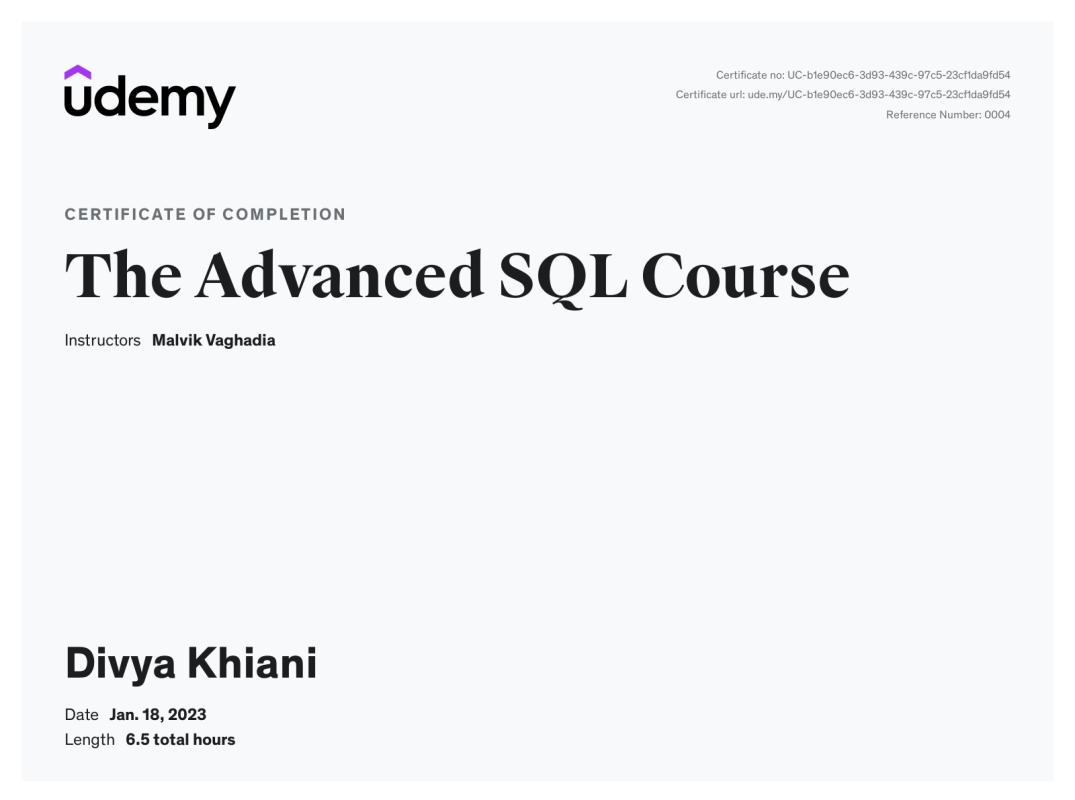 Divya Khiani on LinkedIn: Udemy Course Completion Certificate Divya Khiani on LinkedIn: Udemy Course Completion Certificate