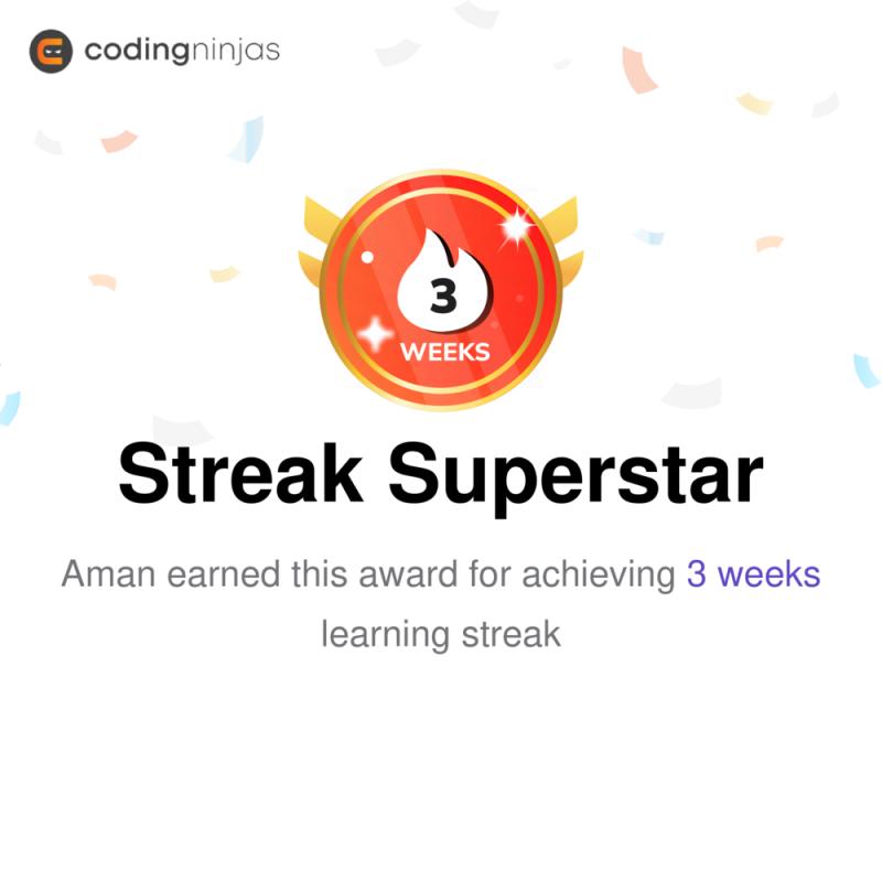 Aman Singh Payal on LinkedIn: Codingninjas | Achievements Aman Singh Payal on LinkedIn: Codingninjas | Achievements