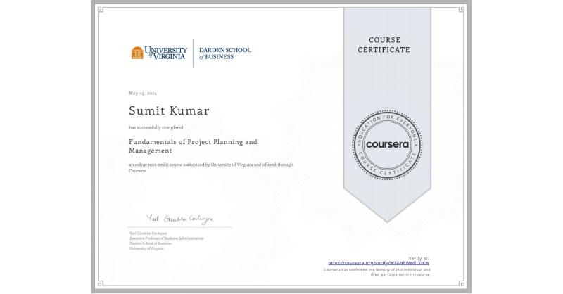 Completion Certificate for Fundamentals of Project Planning and ... Completion Certificate for Fundamentals of Project Planning and ...