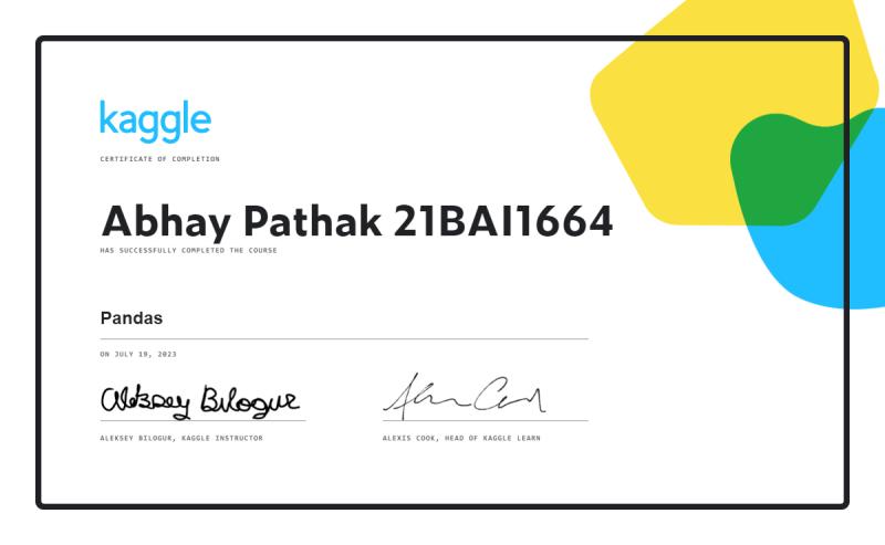 Abhay Pathak on LinkedIn: I've completed the Pandas course on Kaggle! Abhay Pathak on LinkedIn: I've completed the Pandas course on Kaggle!