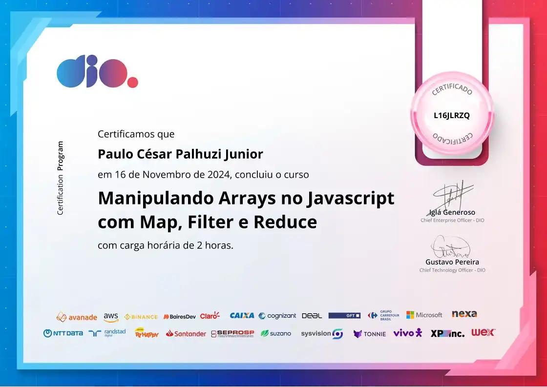 Paulo César Palhuzi Junior on LinkedIn: Manipulando Arrays no ... Paulo César Palhuzi Junior on LinkedIn: Manipulando Arrays no ...