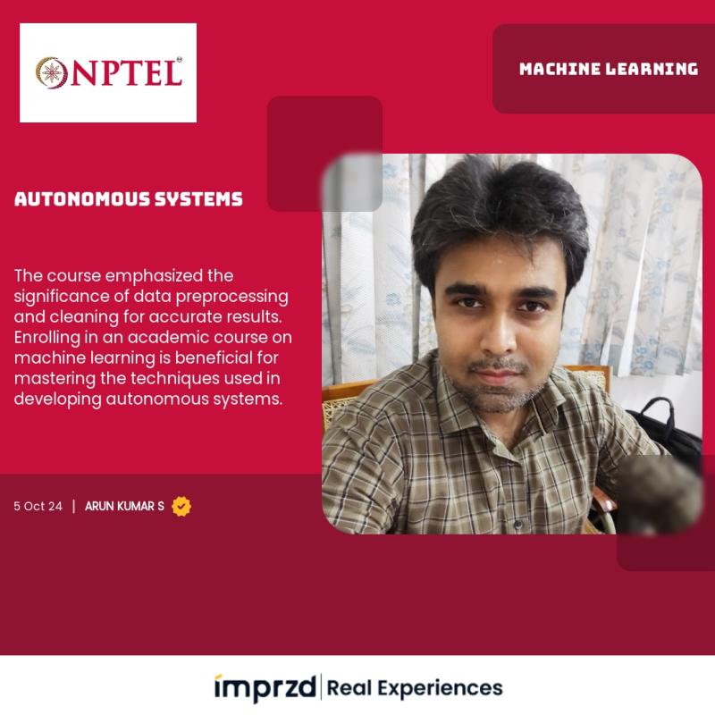 Dr.Arun Kumar Selvam on LinkedIn: NPTEL Dr.Arun Kumar Selvam on LinkedIn: NPTEL