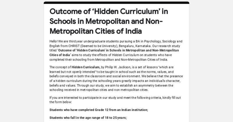 Kartik Sharma on LinkedIn: Outcome of ‘Hidden Curriculum’ in Schools in ... Kartik Sharma on LinkedIn: Outcome of ‘Hidden Curriculum’ in Schools in ...