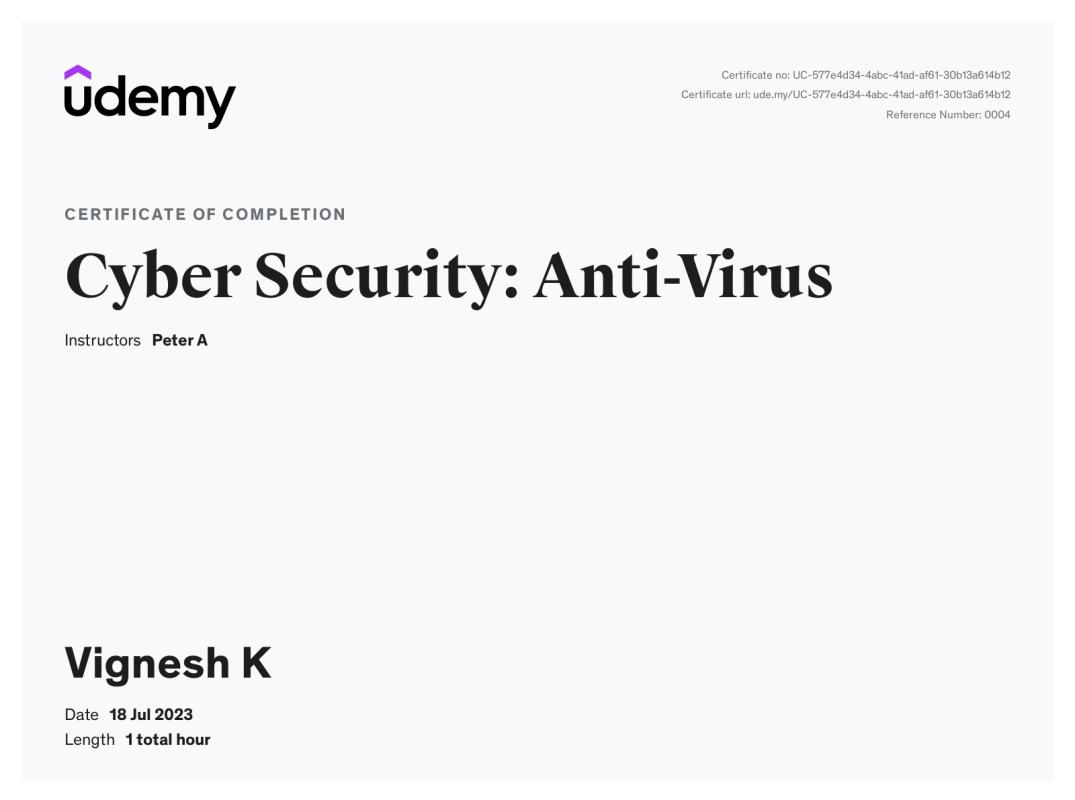 Vignesh K on LinkedIn: Udemy Course Completion Certificate Vignesh K on LinkedIn: Udemy Course Completion Certificate