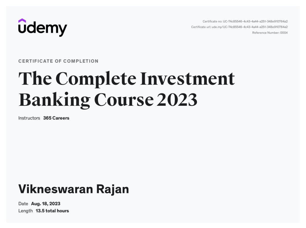 Udemy Course Completion Certificate | Vikneswaran Rajan Udemy Course Completion Certificate | Vikneswaran Rajan