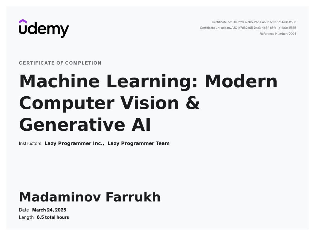 Udemy Course Completion Certificate | Farrukh Madaminov Udemy Course Completion Certificate | Farrukh Madaminov