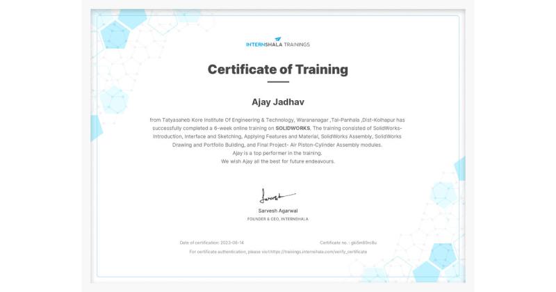 Ajay Jadhav on LinkedIn: Successfully completed the SOLIDWORKS training ... Ajay Jadhav on LinkedIn: Successfully completed the SOLIDWORKS training ...