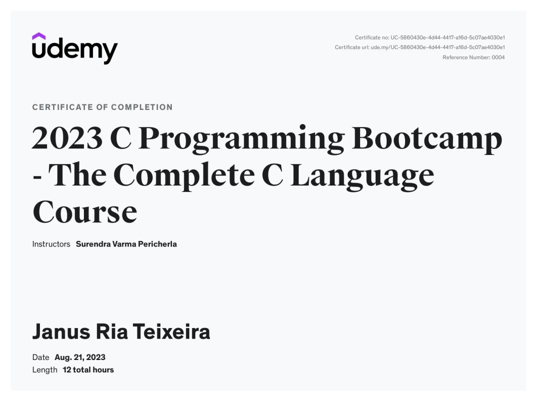Janus Ria Teixeira on LinkedIn: Udemy Course Completion Certificate Janus Ria Teixeira on LinkedIn: Udemy Course Completion Certificate