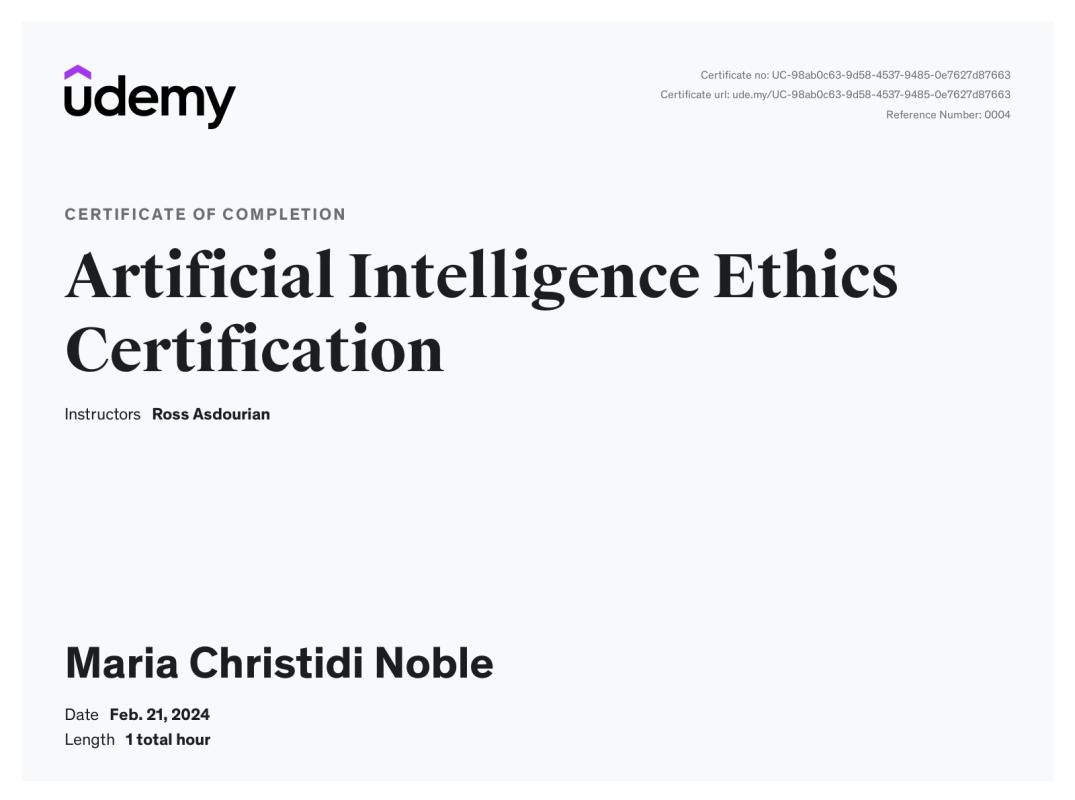 Maria Christidi Noble on LinkedIn: Udemy Course Completion Certificate Maria Christidi Noble on LinkedIn: Udemy Course Completion Certificate