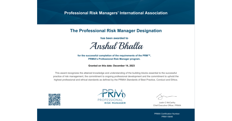 Anshul Bhalla on LinkedIn: Professional Risk Manager • Anshul Bhalla ... Anshul Bhalla on LinkedIn: Professional Risk Manager • Anshul Bhalla ...