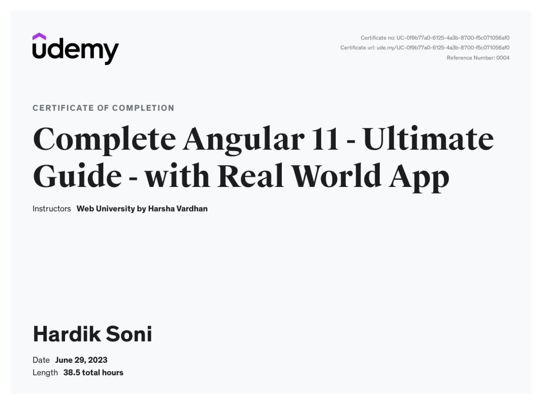 Hardik Soni on LinkedIn: Udemy Course Completion Certificate Hardik Soni on LinkedIn: Udemy Course Completion Certificate