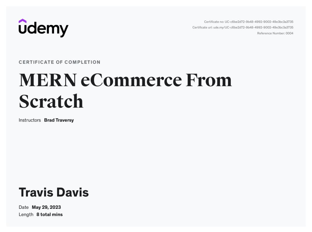 Travis Davis on LinkedIn: Udemy Course Completion Certificate Travis Davis on LinkedIn: Udemy Course Completion Certificate