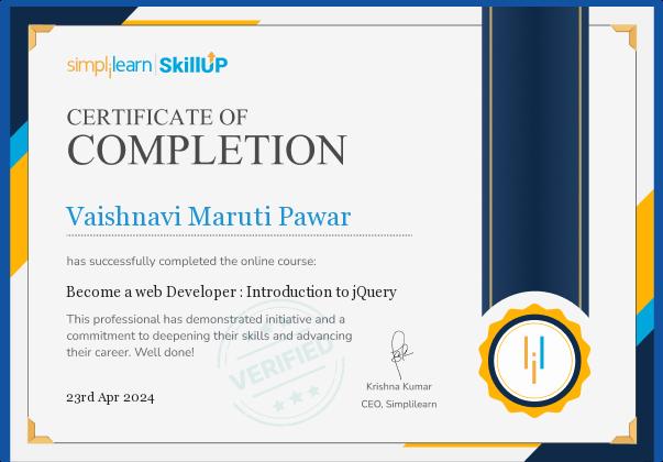 Vaishnavi Pawar on LinkedIn: Vaishnavi Maruti Pawar has successfully ... Vaishnavi Pawar on LinkedIn: Vaishnavi Maruti Pawar has successfully ...
