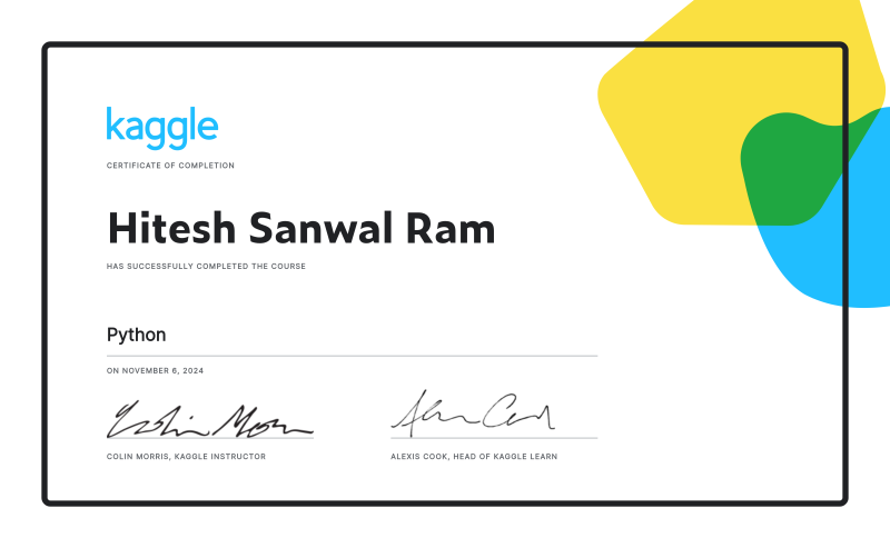 Hitesh Hitesh on LinkedIn: Hitesh Sanwal Ram completed the Python ... Hitesh Hitesh on LinkedIn: Hitesh Sanwal Ram completed the Python ...