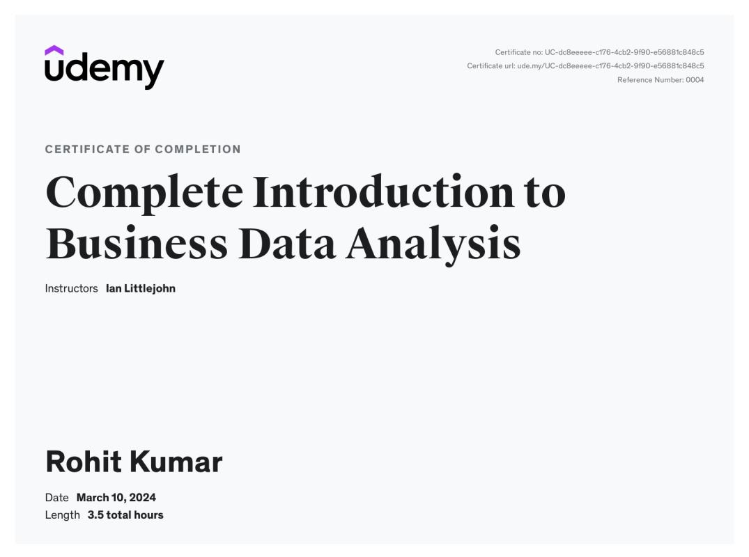 Rohit Kumar on LinkedIn: Udemy Course Completion Certificate Rohit Kumar on LinkedIn: Udemy Course Completion Certificate