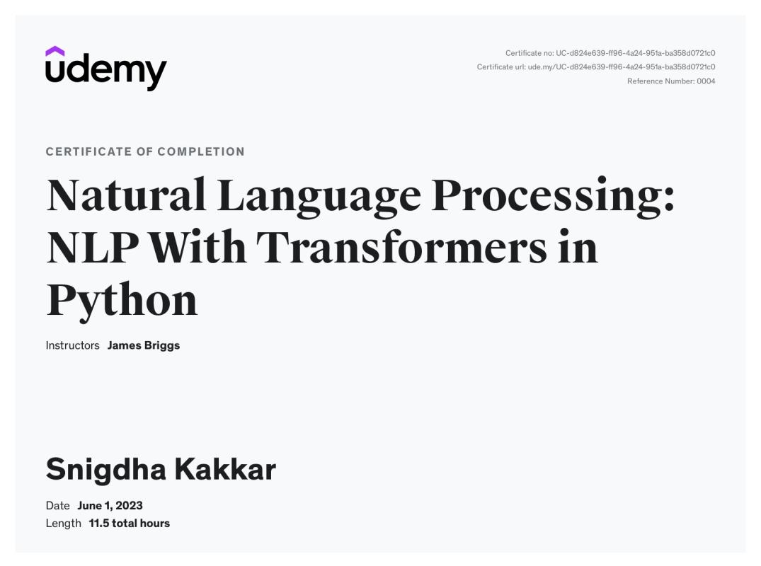 Snigdha Kakkar on LinkedIn: Completed this interesting training for NLP ... Snigdha Kakkar on LinkedIn: Completed this interesting training for NLP ...