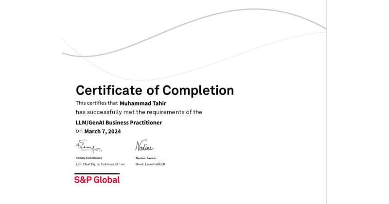 Muhammad Tahir on LinkedIn: LLM/GenAI Business Practitioner • Muhammad ... Muhammad Tahir on LinkedIn: LLM/GenAI Business Practitioner • Muhammad ...