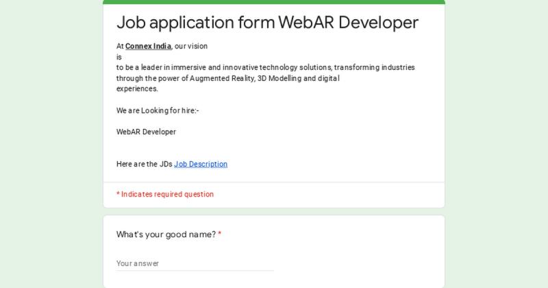 Tarun Bhalla on LinkedIn: Job application form WebAR Developer Tarun Bhalla on LinkedIn: Job application form WebAR Developer