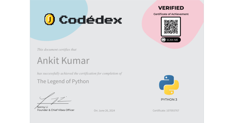 I earned a Python certification. #Python #Certification #Programming # ... I earned a Python certification. #Python #Certification #Programming # ...